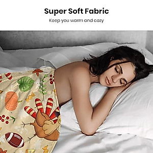 Thanksgiving Blanket Soft Throw Blanket Turkey Cozy Waarm Fleece Blanket Lightweight Bed Blanket for Women Men Kids All Season Blanket Office Home Sofa Travel Blanket 50"x60"