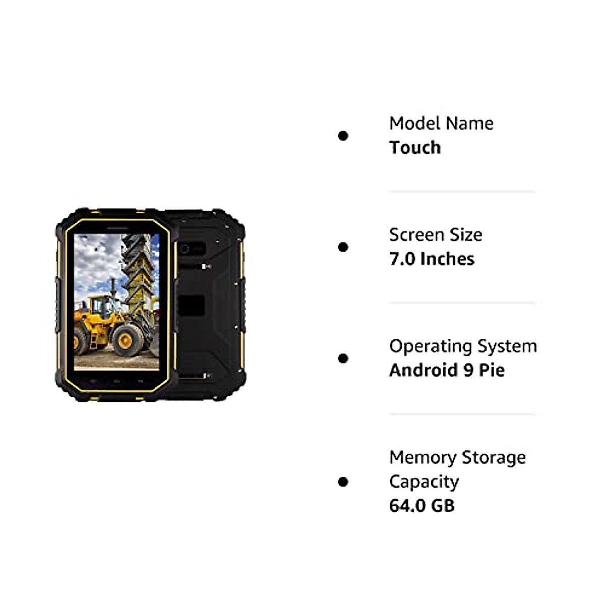 Bix Rugged Android Tablet, 7" IP67 Water Resistant Ruggedized Tablet with Octa-Core CPU,Android 9.0, 4GB RAM,64GB Storage, Wi-Fi, 13 Mega Camera,Waterproof Tablet for Enterprise Mobile Field Work