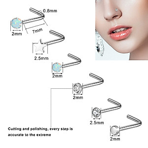 Hicdaw Nose Rings, 60 Pcs Nose Rings for Women 20G Nose Studs Hoop Jewelry Surgical Steel Nose Ring (Silver)