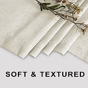 KOUFALL Linen Shower Curtain,Boho Farmhouse Shower Curtains for Bathroom,Bath Decor Natural Cloth Cotton Look Polyester Waterproof Fabric Shower Curtain Liner with Hooks Sets,Cream Ivory,72 x 72 Inch