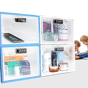 SANIDIKA Large Lockbox Medicine Lock Box - Refrigerator Lockable Boxes for Food Storage - Childproof First AID Locking Cabinet Pill Case Medical Organizer Bin - Ipad Tablet Locker Cell Phone Jail