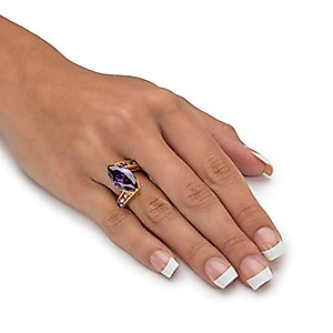 PalmBeach Yellow Gold-plated Marquise Cut Purple Cubic Zirconia and Princess Lavender Crystals Bypass Ring Sizes 6-10 Size 6