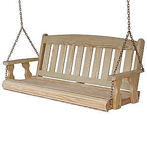 Amish Casual Heavy Duty 800 Lb Mission Treated Porch Swing with Hanging Chains (5 Foot, Unfinished)