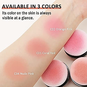 Boobeen Loose Powder Blush Air Cushion Blush, Natural Blusher for Cheeks, Highly Pigmented Blush Makeup Easy to Blend Makeup Blushin, All Day Wear