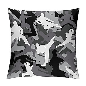 Karate Camo Soft Velvet Throw Pillowcases Square Cushion Cases for Home Sofa Bedroom Car Decorative