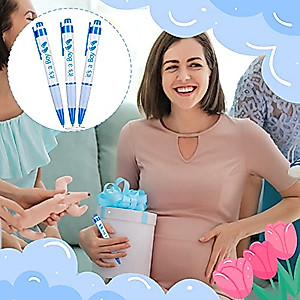 Woanger 36 Pcs Retractable Gel Pen Light Blue Baby Shower Pens with Rotating Messages for Baby Shower Favors Party Guests Gifts (It's a Boy Style)