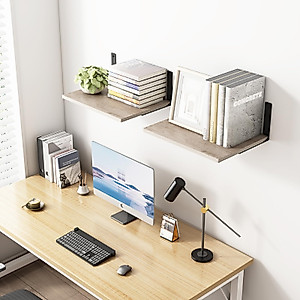 Inforth Deep Wall Shelves, Floating Shelves for Wall Display, 12” Wide Wall Mounted Shelves for Living Room, Bedroom, Kitchen, Office Decor, Modern Hanging Bookshelf (Grey, 16 * 12 Inches)