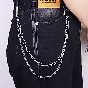 Kakonia 9 Pcs Pants Chain Pocket Chain Butterfly Lock Star Hip Hop Punk Belt Wallet Chains Multi-Layer Jean Chains for Women Men