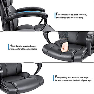 Furmax Mid Back Executive Office Chair Swivel Computer Task Chair with Armrests,Ergonomic Leather-Padded Desk Chair with Lumbar Support