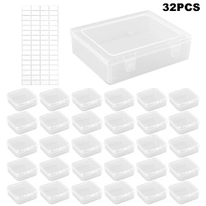 HINMAYGO Bead Organizer Box, 31pcs Small Bead Organizers, Storage Plastic Cases, Mini Plastic Containers, Clear Plastic Storage Boxes for Small Items Art Craft Jewelry Bead