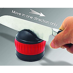 Jokari Knife Sharpener with Suction Kitchen Safety Seals to the Counter for One Handed Sharpening of Knives. In 3 Steps Blades Make Diamond Sharp Slices Rated Near Chef Quality. Skip the Electric Tool
