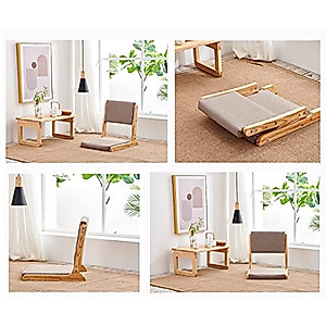 GGCG Tatami Chair Accent Furniture,Foldable Meditation Floor Chair, Living Room Chair Floor Seat, Portable Japanese Legless Chair,Lazy Sofa for Bay Window Meditation Reading,Balny Chair with Cushion