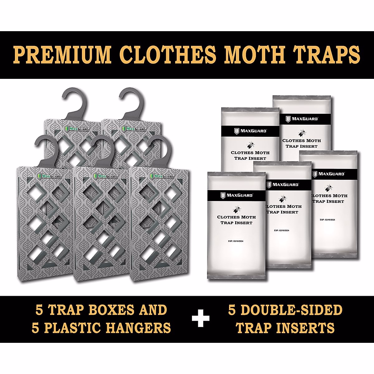 MaxGuard Clothes Moth Box Traps (5-Set Bonus Pack)