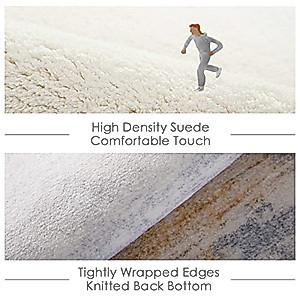 FINOREN Abstract Vignetting Area Rugs for Living Room,Bedroom,Hallway,Dining Room,Non-Shedding,Non Slip Backing,Floor Decoration Carpets,Gray-Golden,5x7 Feet