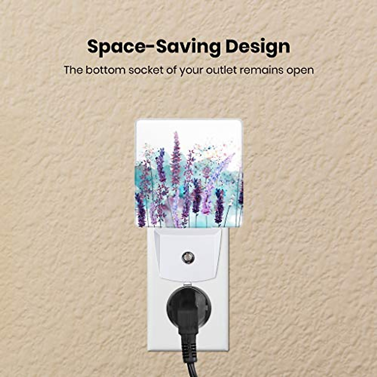 LED Night Light 2 Pack, Decorative Plug-in Lights by Night with Smart Auto Dusk to Dawn Sensor Cute Nightlights for Bedroom, Kitchen, Kids Room Nursery, Hollway, Stairway, Bathroom (Lavender)