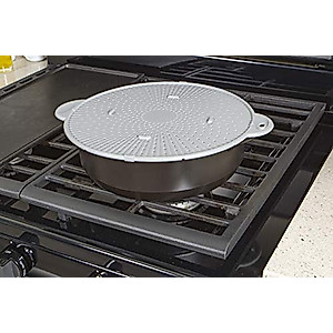 Simply Served Silicone Splatter Screen, Multi-Use Kitchen Tool, Protect Stovetop and Counters, 3-in-1 Silicone Kitchen Trivet, Splatter Screen, and Colander Lid, Gray