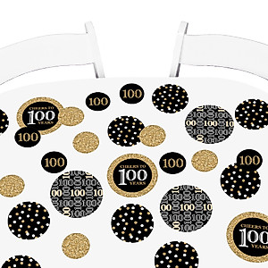 Big Dot of Happiness Adult 100th Birthday - Gold - Birthday Party Giant Circle Confetti - Party Decorations - Large Confetti 27 Count