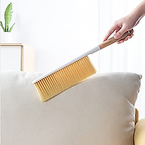 Kpoooku Hand Broom Cleaning Brushes- Soft Counter Duster Furniture Dusters Brush with Long Wooden Handle Household Dusting Tool (1
