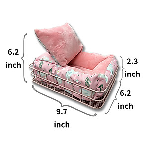 2 Pack Guinea Pig Rat Hammock Metal Year-Round Use，Small Animal Hanging Hammock for Cage Chew Proof，Mini Pet Covered Nest Hammock and Metal Basket for Rat, Mouse, Chinchilla, Ferret