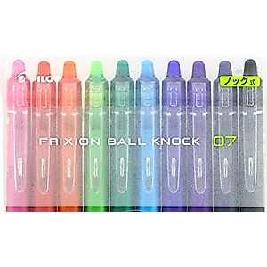 PILOT FriXion Ball Knock Retractable Gel Ink Pen, 0.7 mm, 10 Color Set (LFBK-230F-10C)