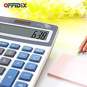 OFFIDIX Basic Office Calculators,Solar and Battery Dual Power Electronic Calculator Portable Large LCD Display Calculator Big Numbers Desktop Calculator (Big Size)