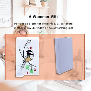 Lolitarcrafts Chickadee Stained Glass Suncatcher Bird Stained Glass Window Hangings for Window Decoration