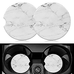 2 Pcs Absorbent Car Coasters White Marble Car Coaster Cup Holder Coasters Thirstystone Ceramic Cupholder Coaster Gray Cute Car Coasters Stone Car Drink Coasters