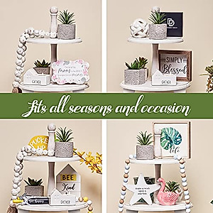 Defined Deco Two Tiered Tray Wooden Tiered Serving Tray Farmhouse Tiered Tray Stand with Tiered Tray Décor Signs for Wedding Decor and Rustic Farmhouse Décor, Set of 3