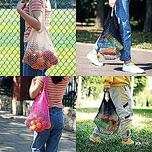 RETong Organic 100 percent Cotton Reusable Washable Mesh Grocery Produce Bags For Fruit and Veggies (blue), Medium