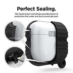 elago Premium Waterproof Case Compatible with AirPods Pro Case, AirPods Pro 2nd Generation Case, Carabiner Included (Black) [US Patent Registered]