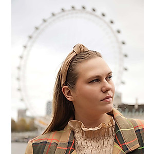 Bellefixe London Vegan Leather Knotted Headband (Camel) Premium Vegan Leather