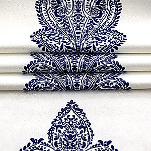 DriftAway Sadie Paisley Medallion Pattern Boho Velvet Room Darkening Unlined Window Curtains with Handmade Tassels for Bedroom Living Room Rod Pocket 2 Panels Each 50 Inch by 84 Inch Navy Blue