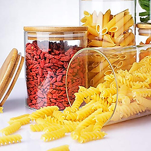 LIBWYS Pantry Glass Storage Jars with Bamboo Lids Set of 4, 135oz Airtight Food Containers Kitchen Storage Jars - Dishwasher Safe (4pack)