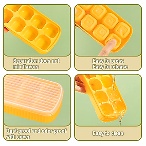 Small Ice Cube Silicone Trays with Lids, Mini Ice Cube Trays for Freezer 3 Pack, Tiny Ice Cubes Tray with Cover, Silicone Bottom PP Lid BPA Free, Easy-Release Reusable