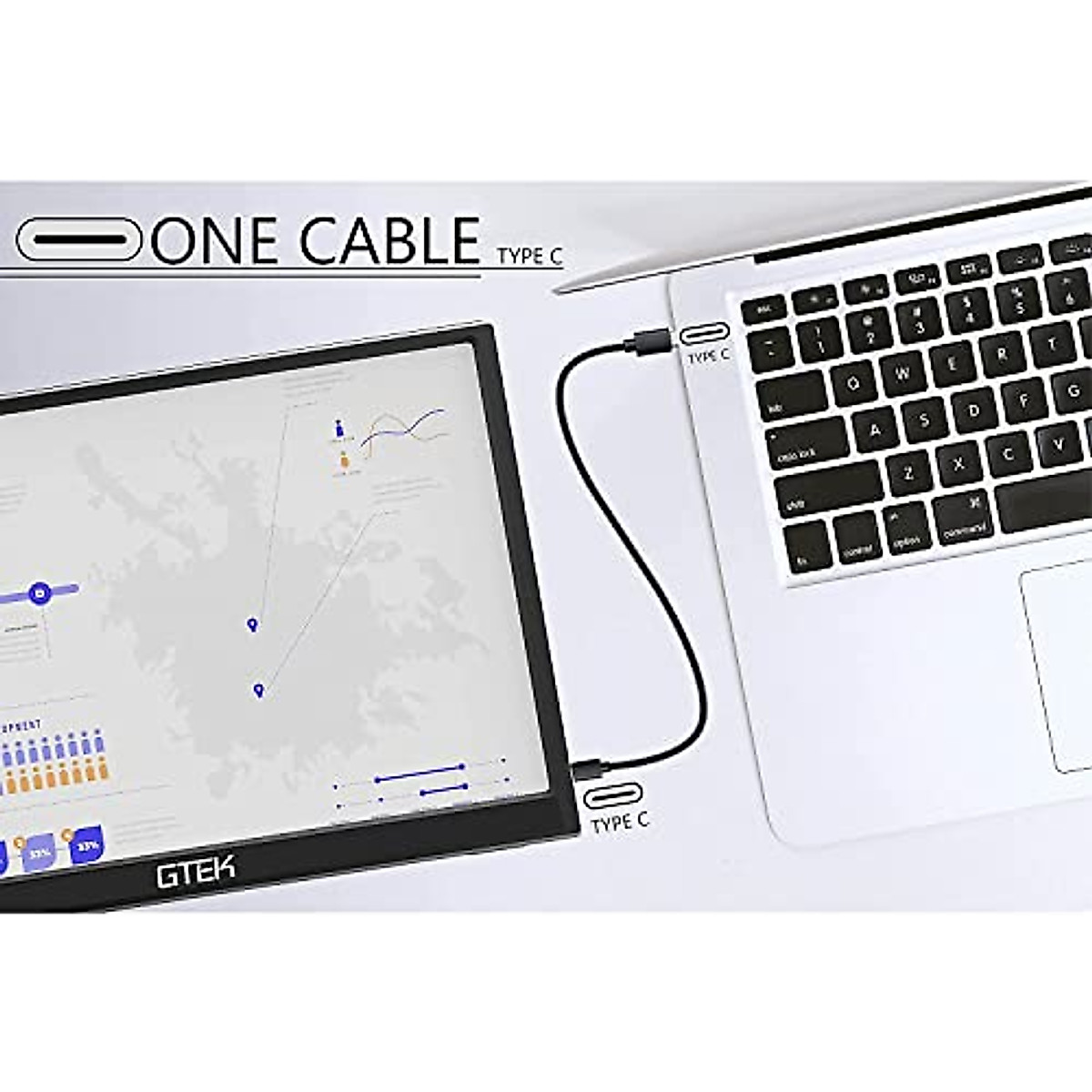 GTEK Portable Monitor 15.8 Inch IPS Full HD 1920 x 1080P Screen with Speaker, Second Dual Computer Display, Wider Than 15.6 Inch, External Travel Monitor for MacBook Laptop PC, Includes Smart Cover