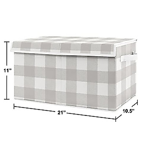 Sweet Jojo Designs Grey Buffalo Plaid Check Boy Girl Small Fabric Toy Bin Storage Box Chest For Baby Nursery or Kids Room - Grey and White Woodland Rustic Country Farmhouse Lumberjack Gender Neutral