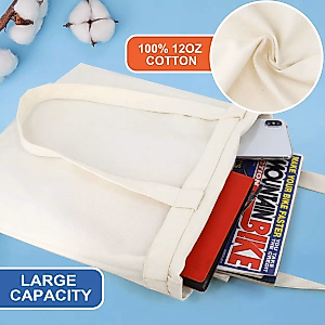 BeeGreen Book Graphic Aesthetic Canvas Tote Bag With Inner Zipper Pocket 12 oz Cute Portable Washable for Women Grocery Shopping Gift Bag for Birthday Children's Day Teachers' Day