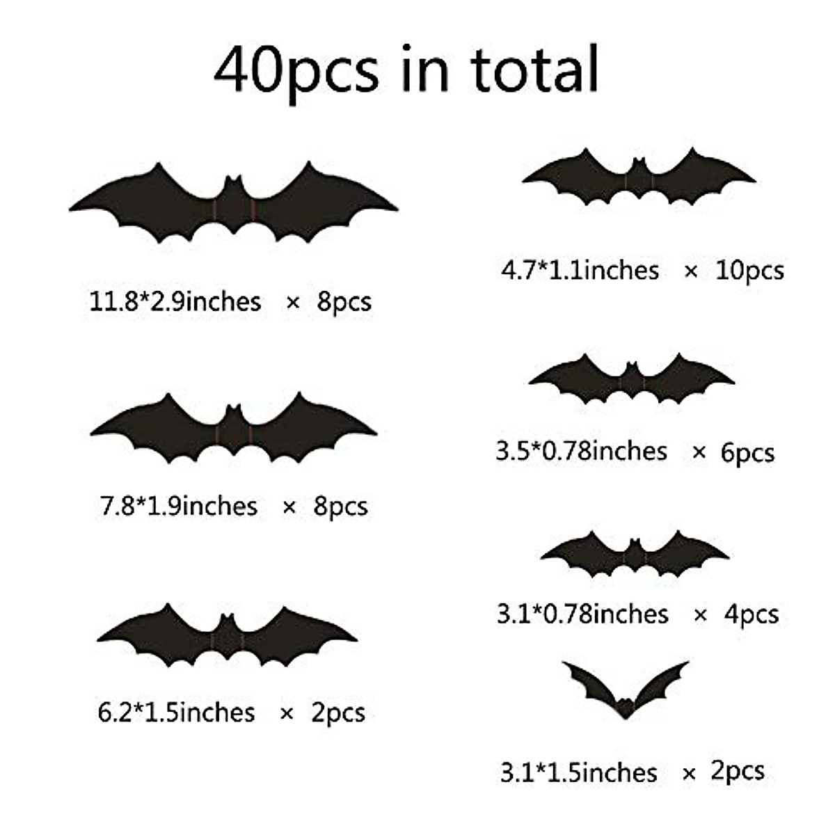 Halloween party decorations, Halloween decoration black bat sticker decals, 3D scary bat decoration, Halloween bat door and window decoration(40pcs)