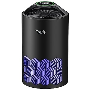ToLife Air Purifiers for Bedroom, HEPA Air Cleaner for Room, Filters 99.97% Smoke Pollen Dander Dust, Portable Air Purifier with Low Noise Sleep Mode for Desktop Office, Black