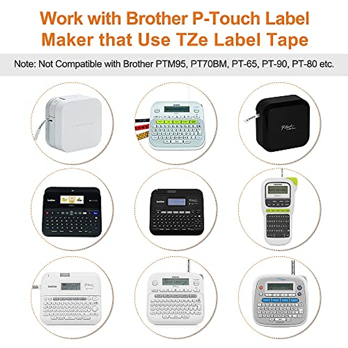 Greateam Compatible TZe-335 Black Tape Replacement for Brother P-Touch White on Black TZe TZ Tape 12mm 0.47 Inch TZe335 TZ-335, Black Label Maker Tape for PT-D210 PTH110 PTD600 PTD400 PT-1280, 4-Pack