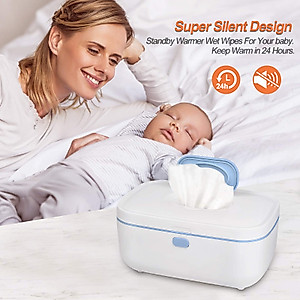 Wipe Warmer,Baby Wipe Warmer - Wet Wipe Warmer Baby is Super Fast Top Heating System with Constant Temperature, LED Display Shows Precise Temperature（White Blue）