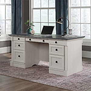 Sauder Palladia Executive Home Office Desk in Glacier Oak, Glacier Oak Finish