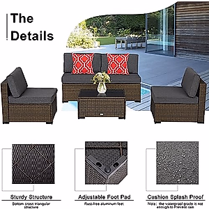 ide·o Patio Furniture Sets Backyard Furniture - Patio Conversation Sets, Wicker Patio Furniture, Outdoor Patio Set, Outdoor Patio Furniture(Grey)