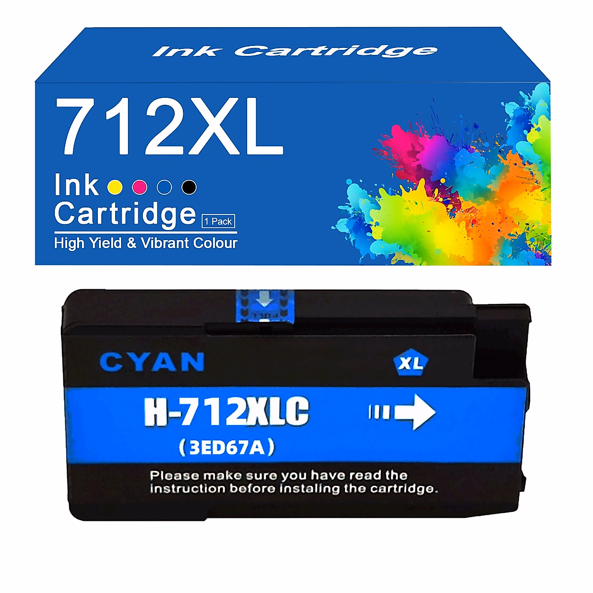 712XL 712 Ink Cartridges Compatible for HP 712XL 712 High Yield Ink Cartridges for HP DesignJet T210 T230 T250 T630 T650 Printers Cyan