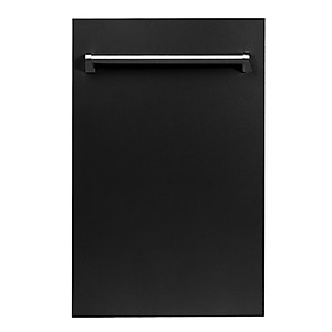 ZLINE 18 in. Compact Top Control Dishwasher in Black Matte 120-Volt with Stainless Steel Tub and Traditional Style Handle