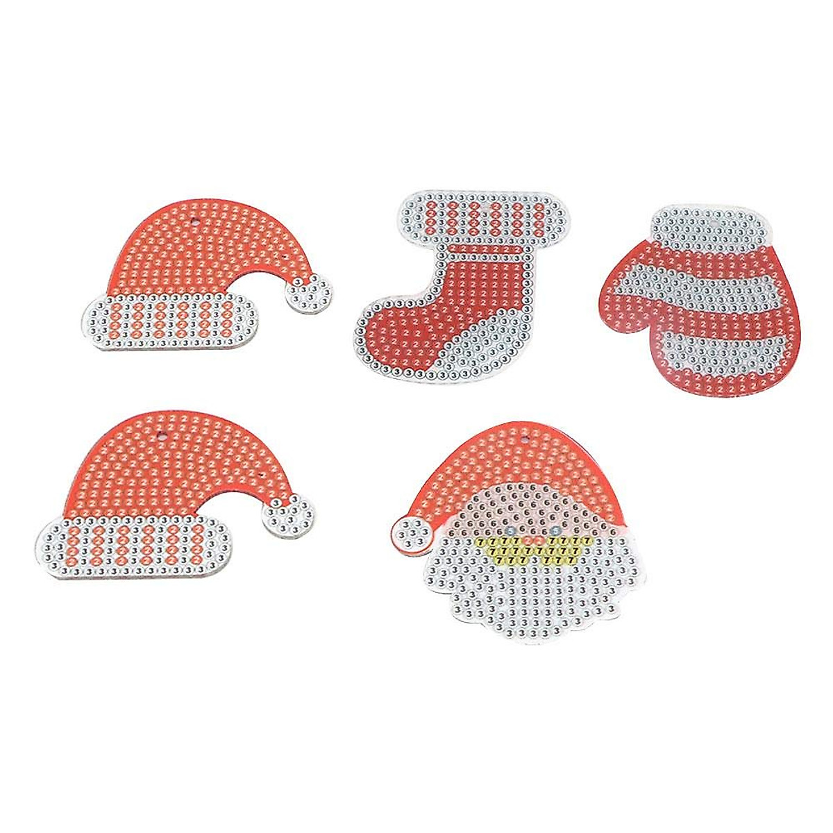 Hztyyier Diamond Painting Enfant 5 Ans 5Pcs 5D DiyPainting Christmas Keychain/Necklace Sticker Kits DIY Art Craft Kits for Kids and Adult