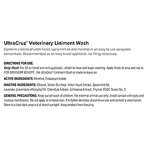 UltraCruz Veterinary Liniment Wash for Horses, 32 oz Travel Spray