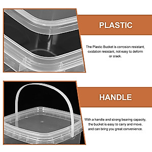 Homoyoyo Clear Plastic Bucket with Handle Lid,Heavy Duty Square Plastic Bucket Ice Cream Buckets Food Storage Containers Water Pail Industrial Pail Party Tub Empty Paint Can