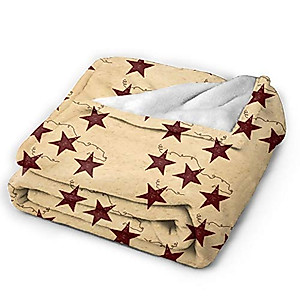NiYoung Cozy Blanket Novelty Blanket for Your Family Watch A Movie Together Lying On Couch (Brown Vintage Rusty Stars Primitive Country R-1, 60"x50")