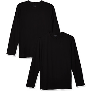 The Children's Place boys Long Sleeve Basic Layering T-shirt T Shirt, Black 2 Pack, X-Large US